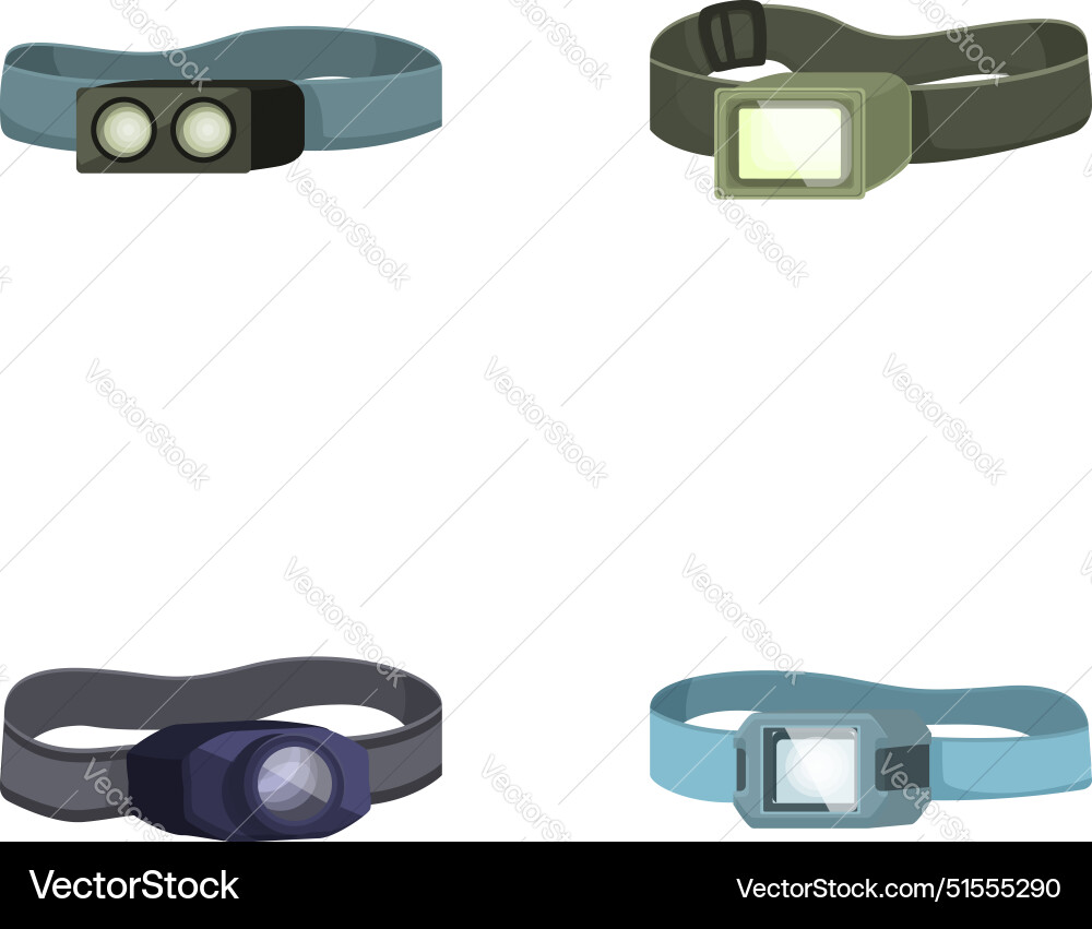 Set of various headlamp designs isolated on white Vector Image