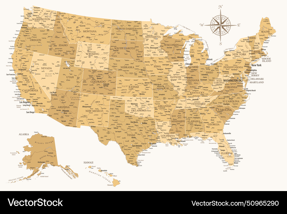 United states - highly detailed map Royalty Free Vector