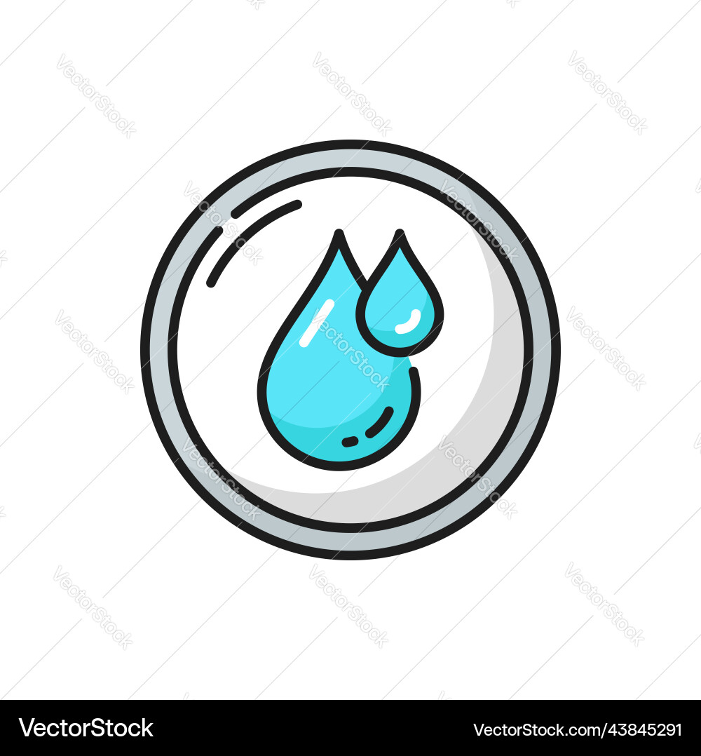 Aqua water drops isolated outline label Royalty Free Vector