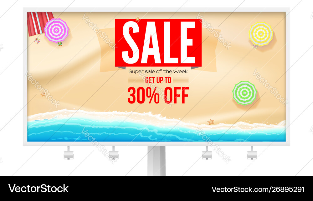 Billboard with super sale proposal get up Vector Image