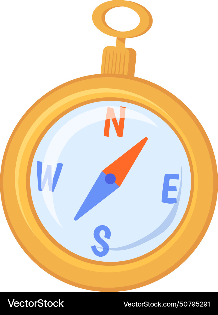 Compass symbol navigation tourist tool cartoon Vector Image