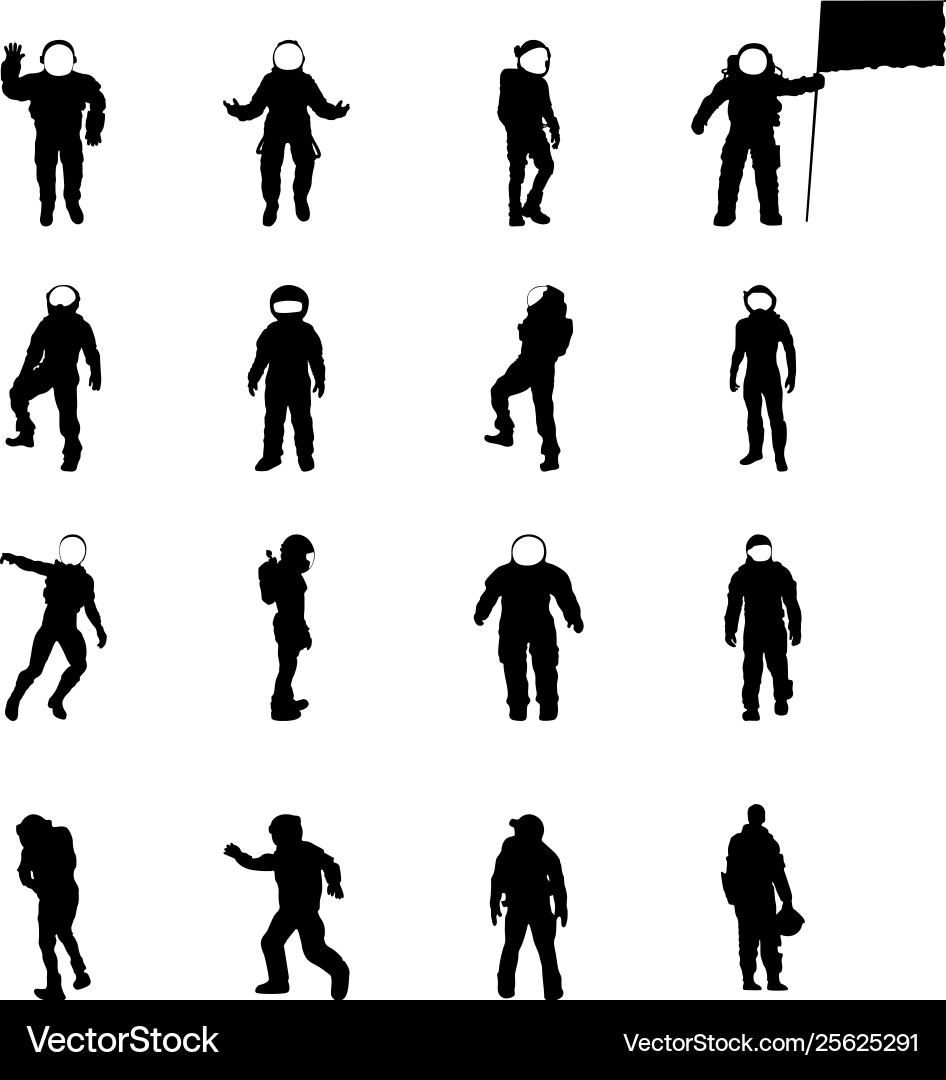 Cosmonaut Silhouettes Collection Royalty Free Vector Image