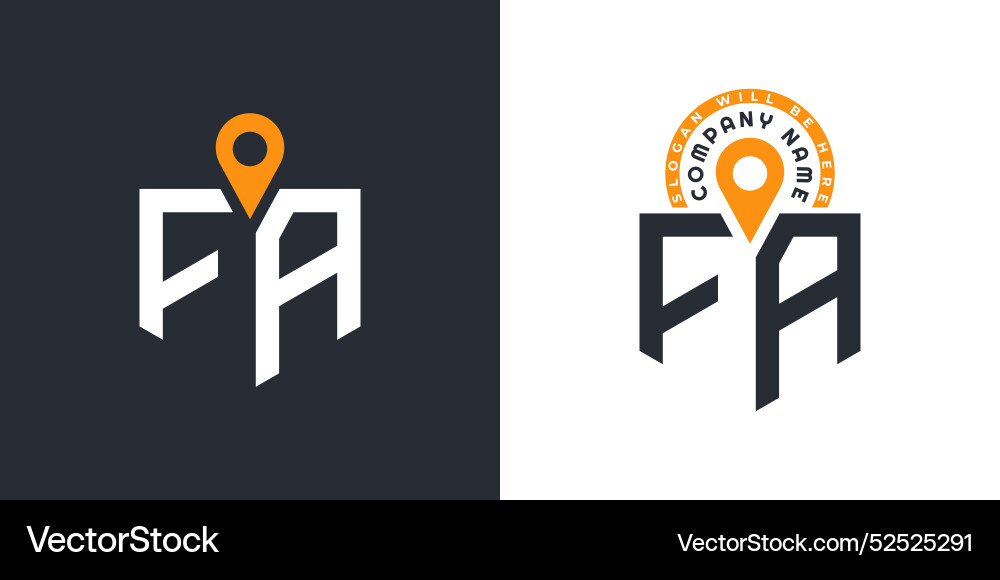 Fa location logo bundle letter dual icons Vector Image