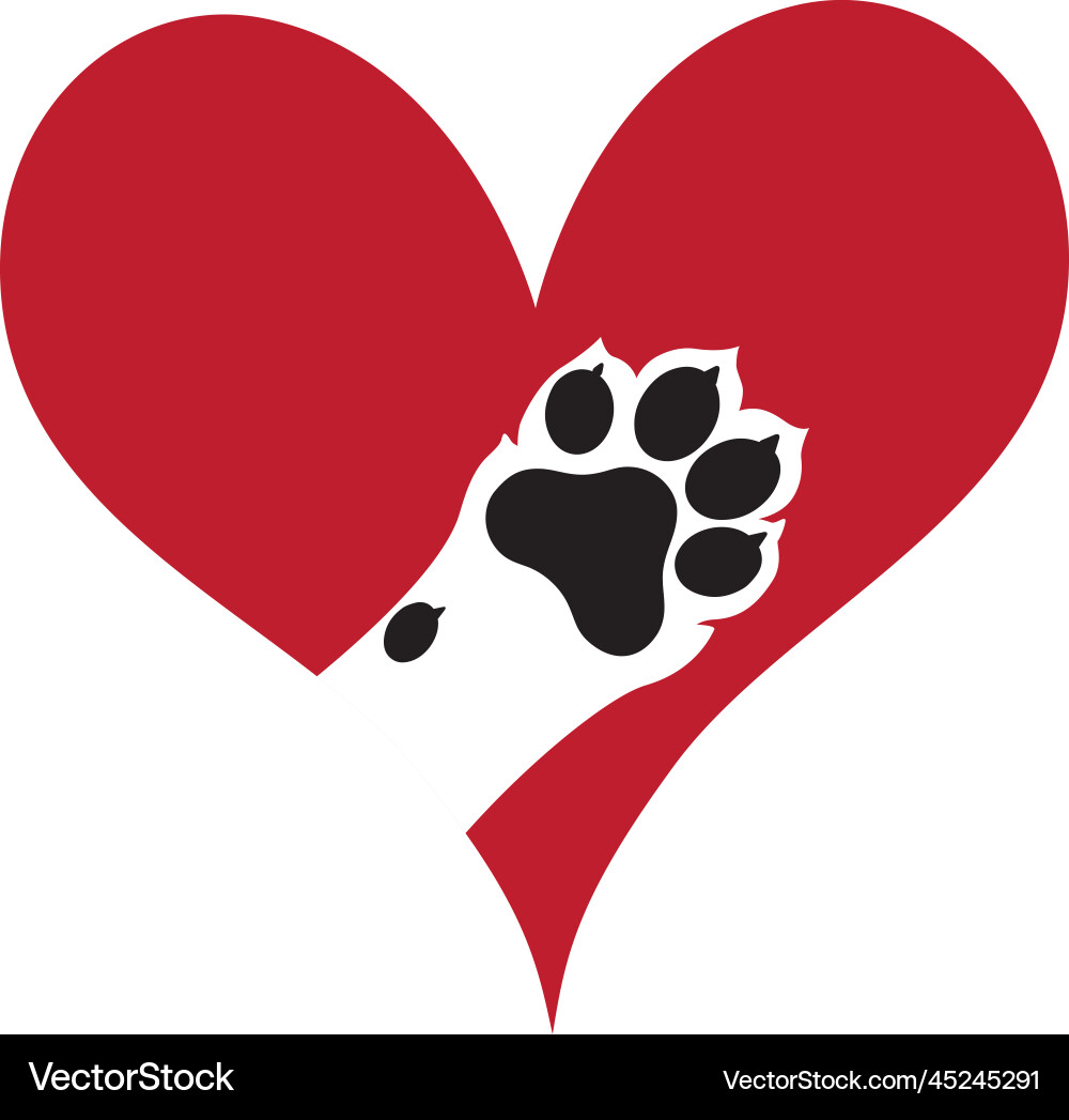 Heart Paw Print Logo Royalty Free Vector Image