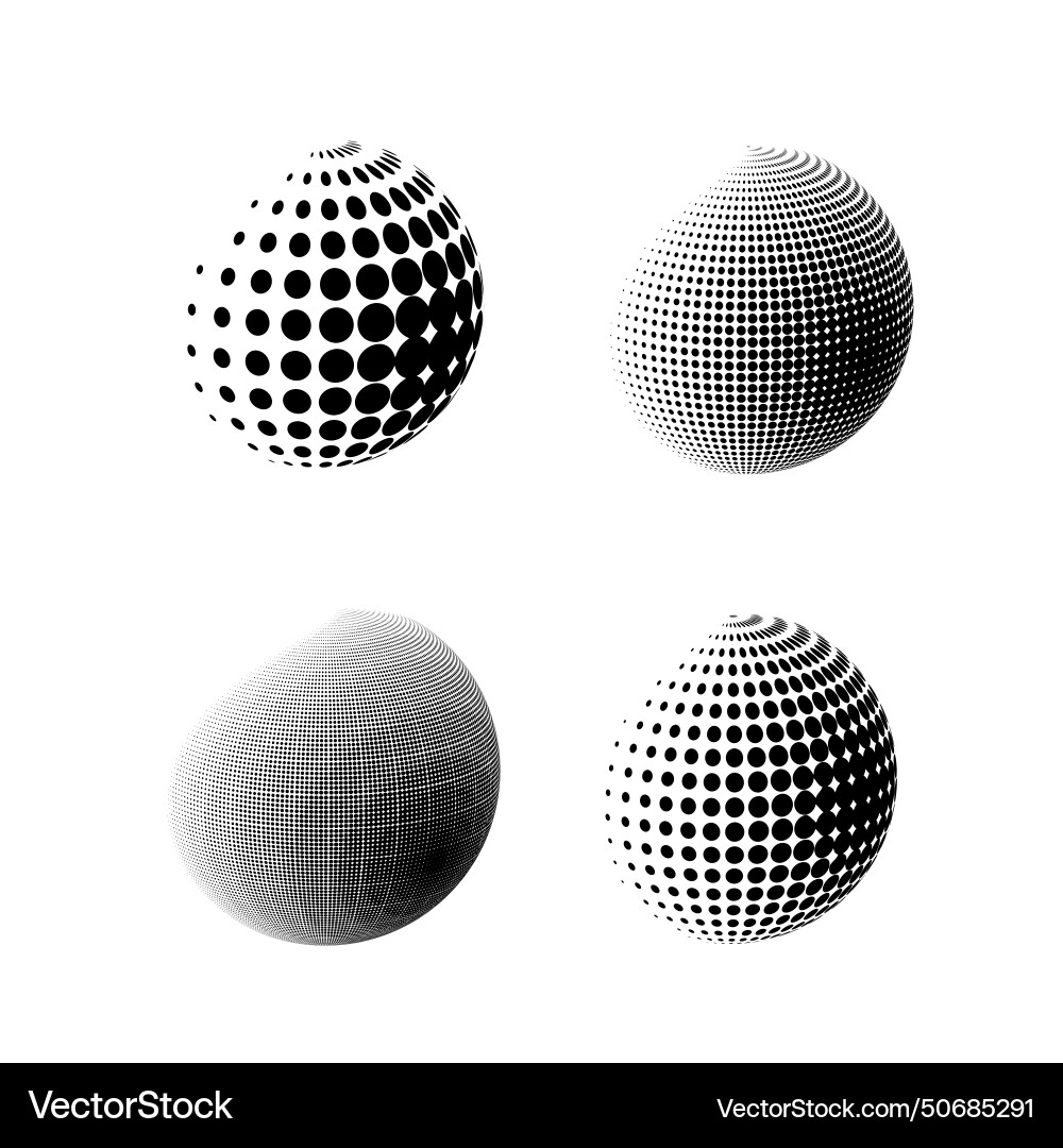 Set of abstract globe dotted spheres Royalty Free Vector