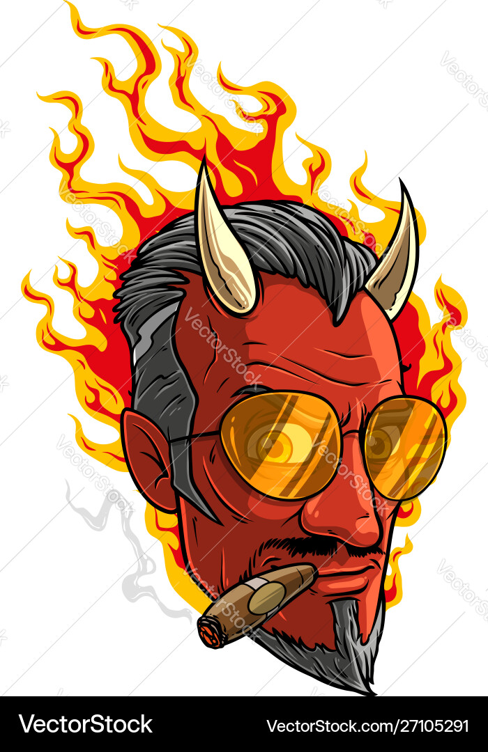 Smiling Devil Man with Cigar Royalty Free Vector Image