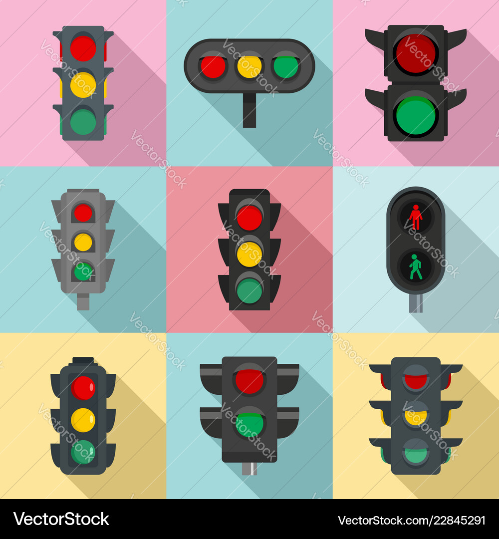 Traffic Light Icon Set Royalty Free Vector Image