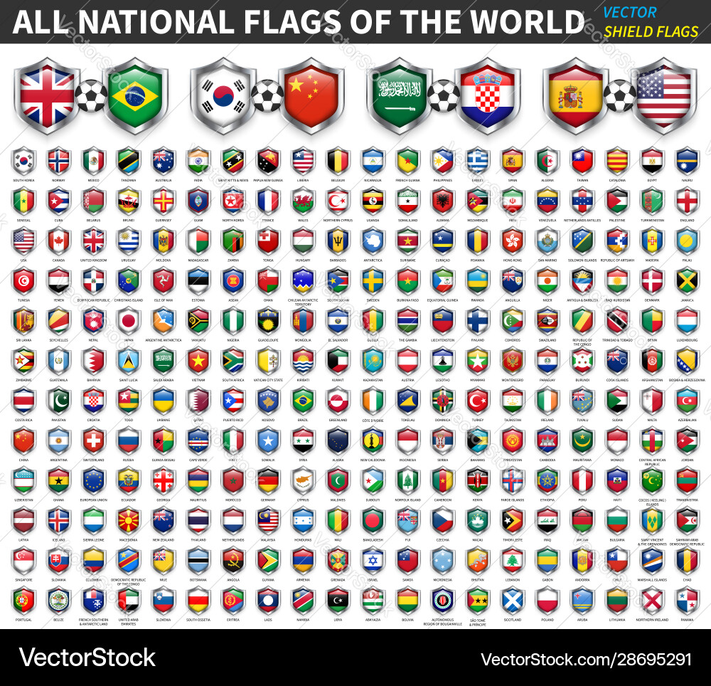 World Flags & Shield Royalty Free Vector Image