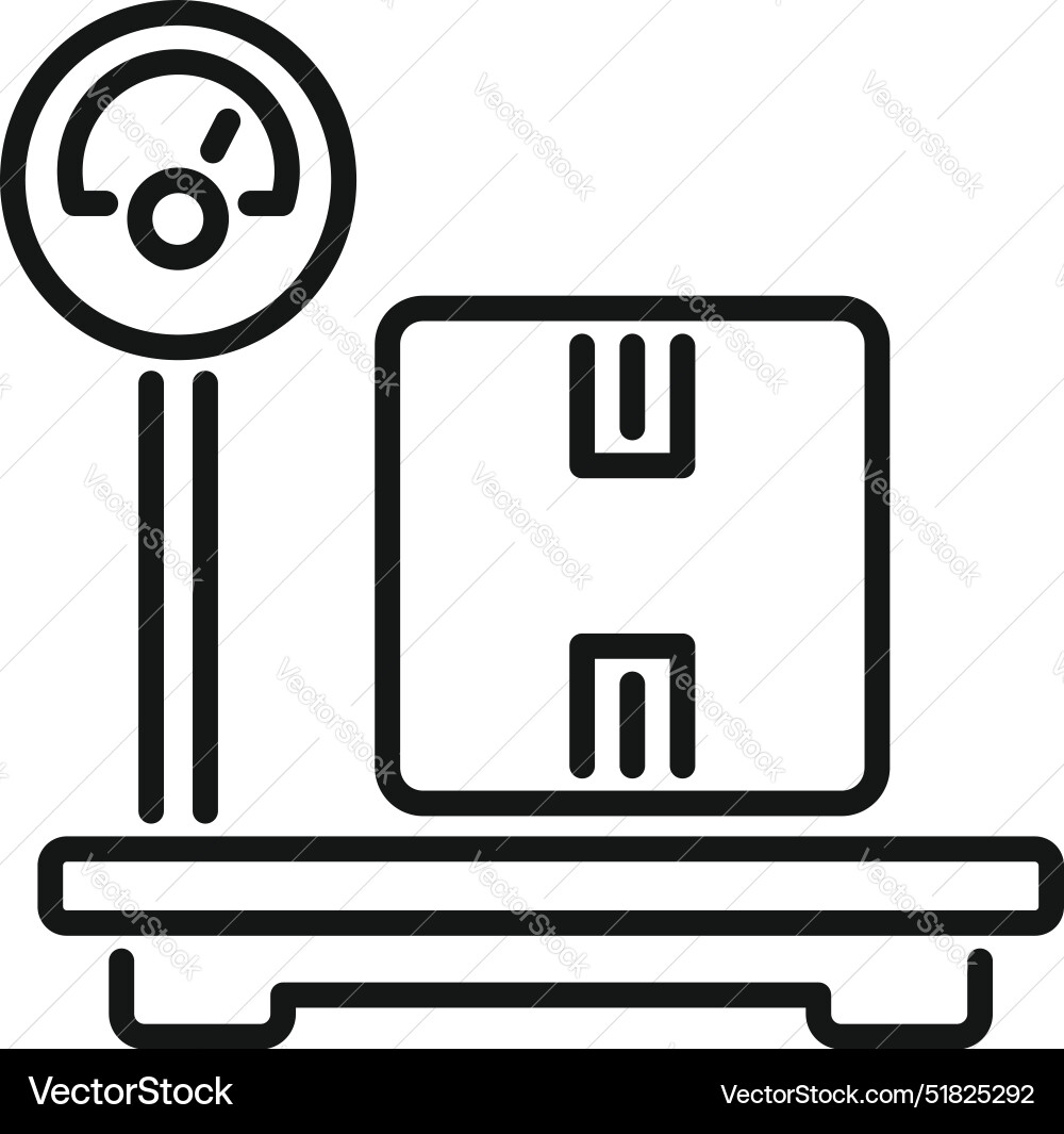Cardboard box being weighed on scales with dial Vector Image