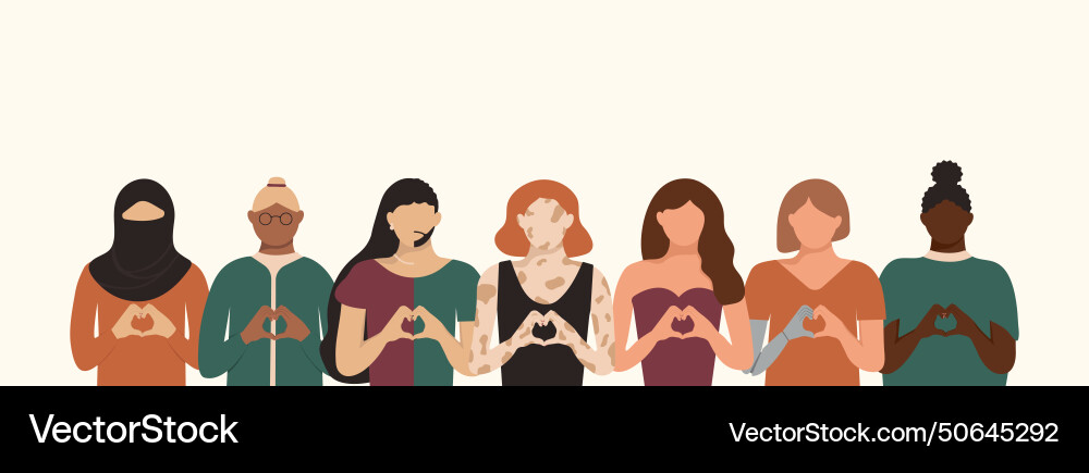 Diversity girls with different figure age race Vector Image
