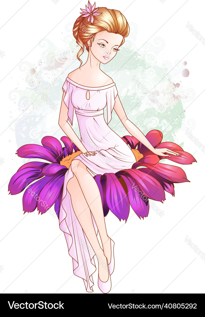 Fairytale character thumbelina siting Royalty Free Vector