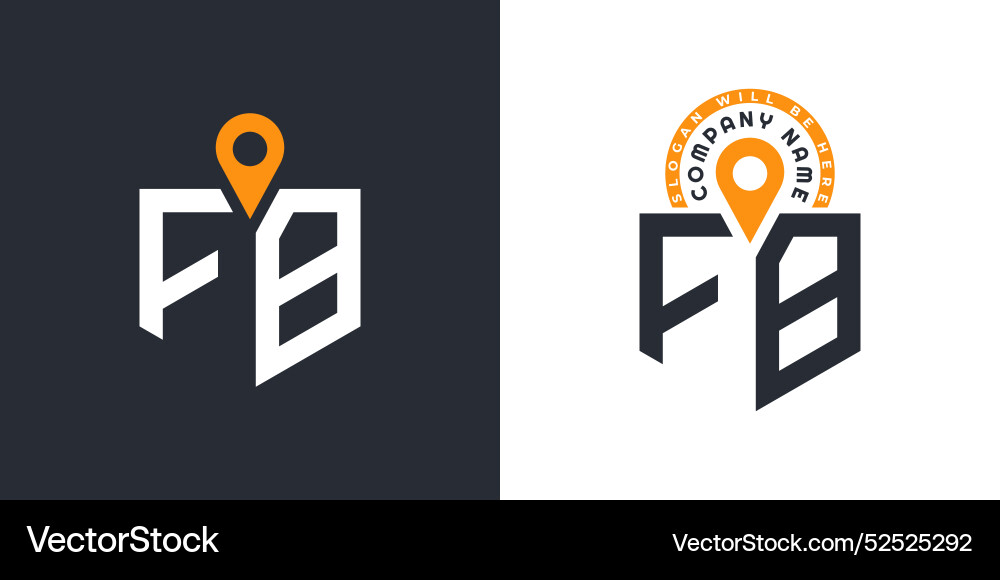 Fb location logo bundle letter dual icons Vector Image
