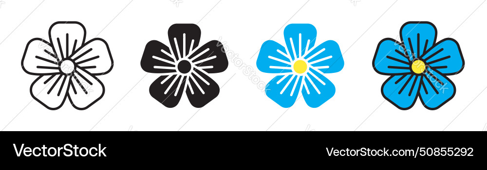 Flax flower icon set flaxseed seed linseed symbol Vector Image