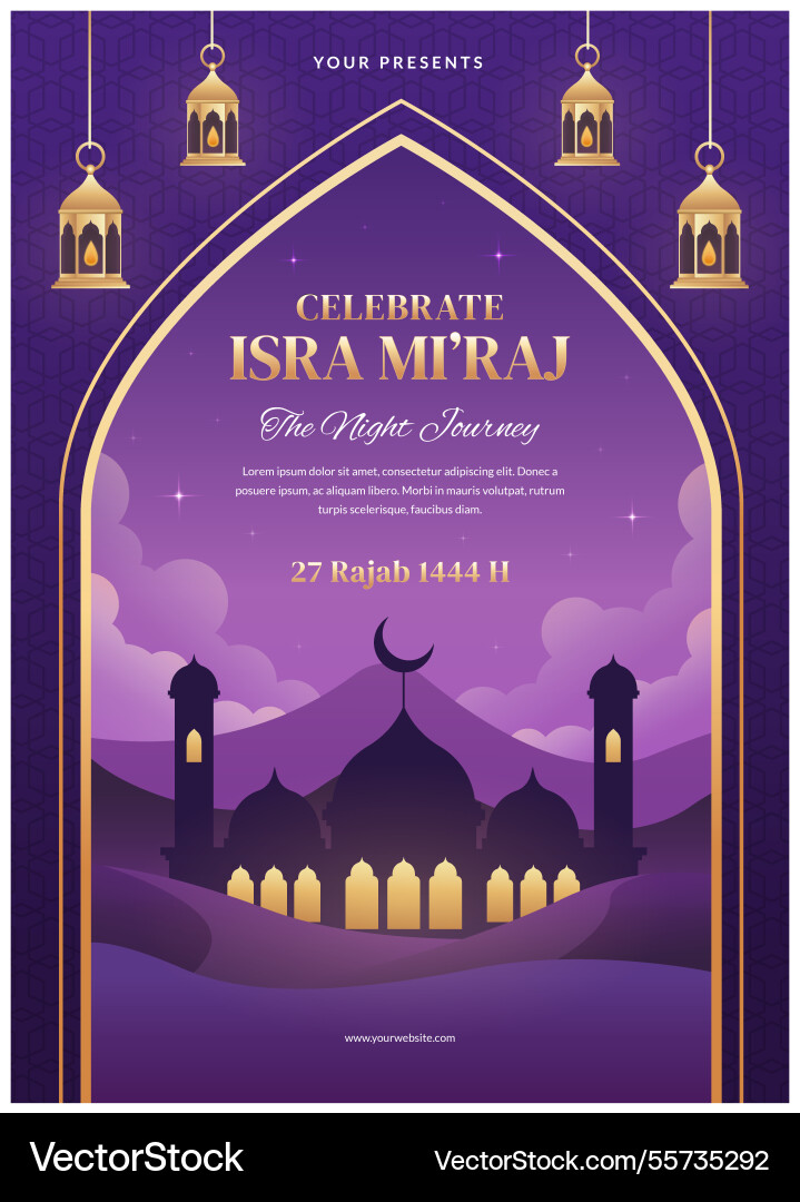 Gradient vertical poster template for isra miraj Vector Image