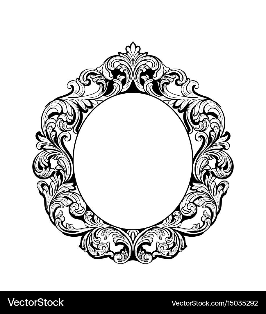 Imperial baroque mirror round frame french Vector Image