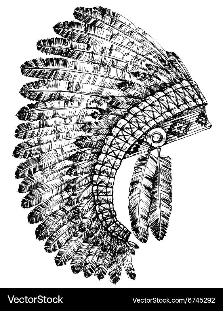 Indian feathers headdress Royalty Free Vector Image