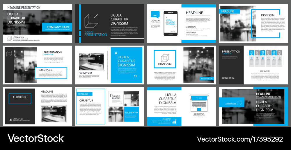 Modern Blue Element Slide Template Royalty Free Vector Image