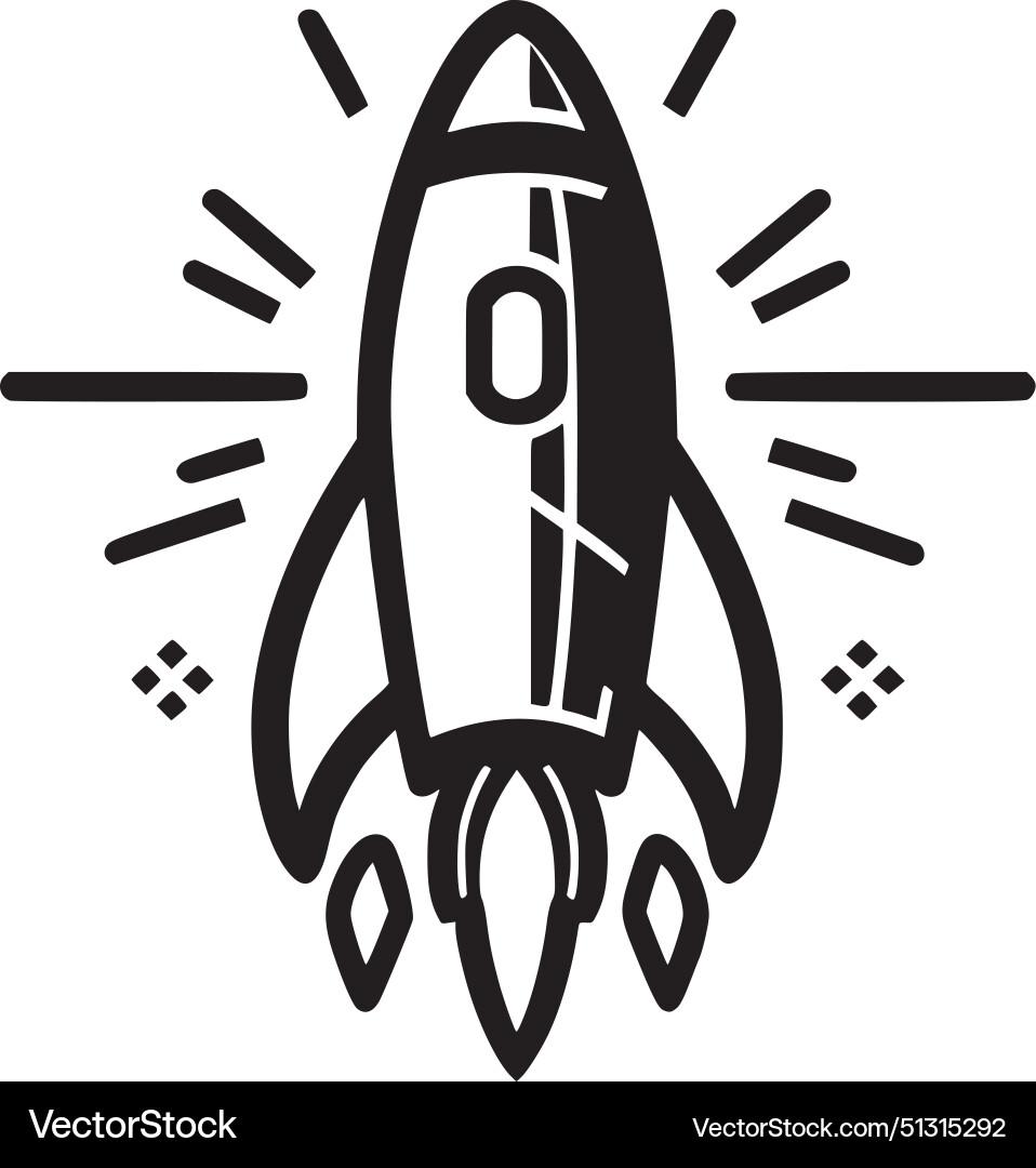 Rocket - black and white isolated icon Royalty Free Vector
