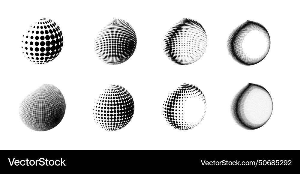 Set of abstract globe dotted spheres Royalty Free Vector