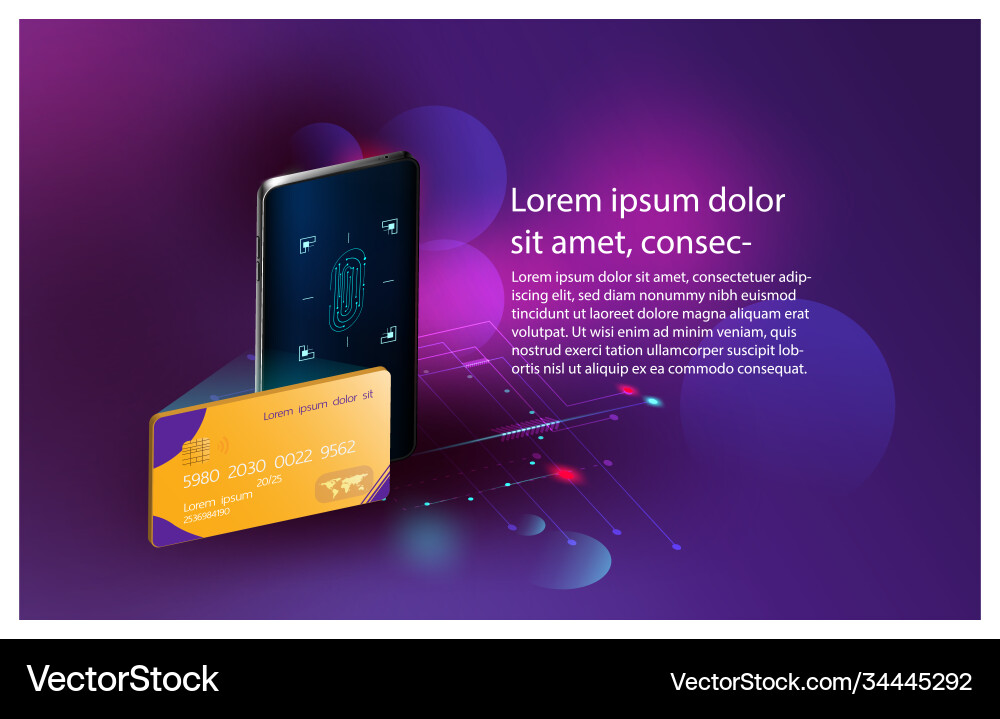 Smart security finger print credit cards controls Vector Image