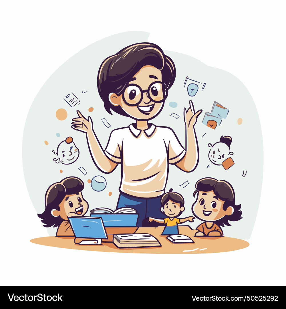 Teacher and children Royalty Free Vector Image