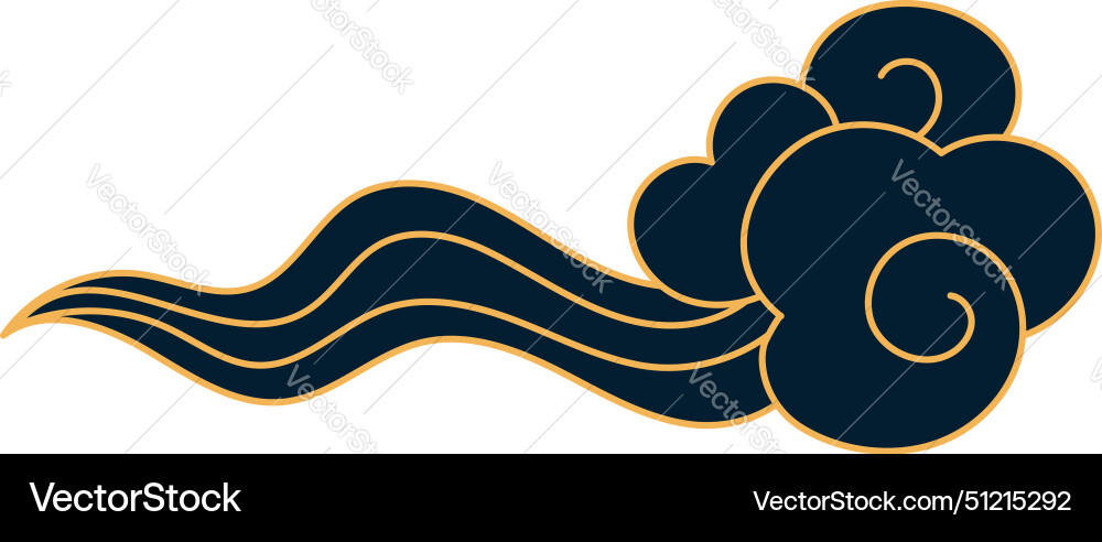 Traditional asian fluffy rounded cloud line art Vector Image
