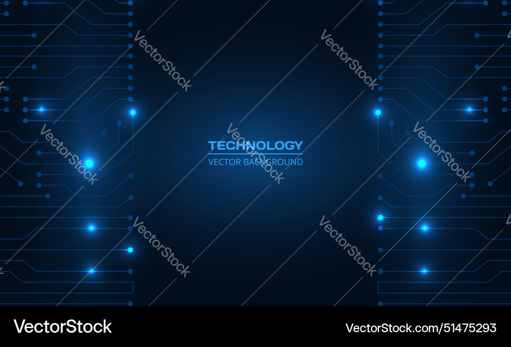 Abstract dark blue technology banner with circuit Vector Image