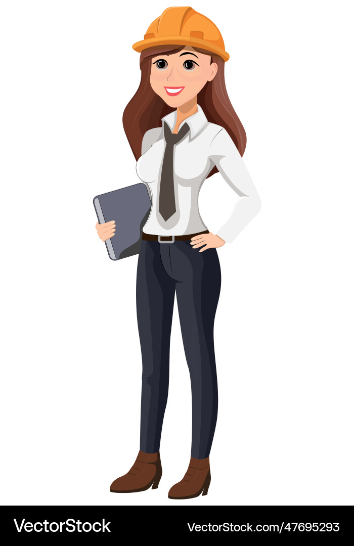 Cute young engineer woman architect Royalty Free Vector