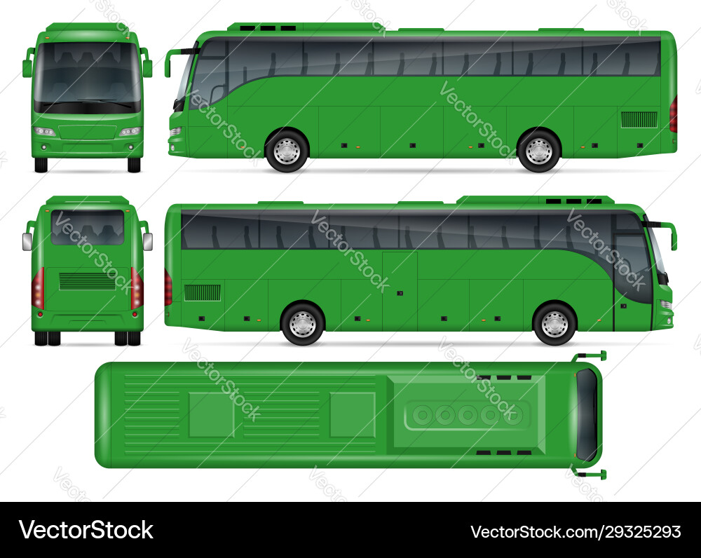 Green bus mockup Royalty Free Vector Image - VectorStock