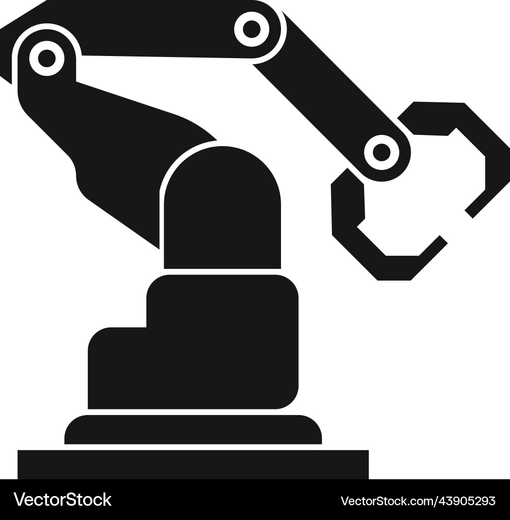 Industrielle Roboterarm-Ikone schwarz mechanisch Vektorbild