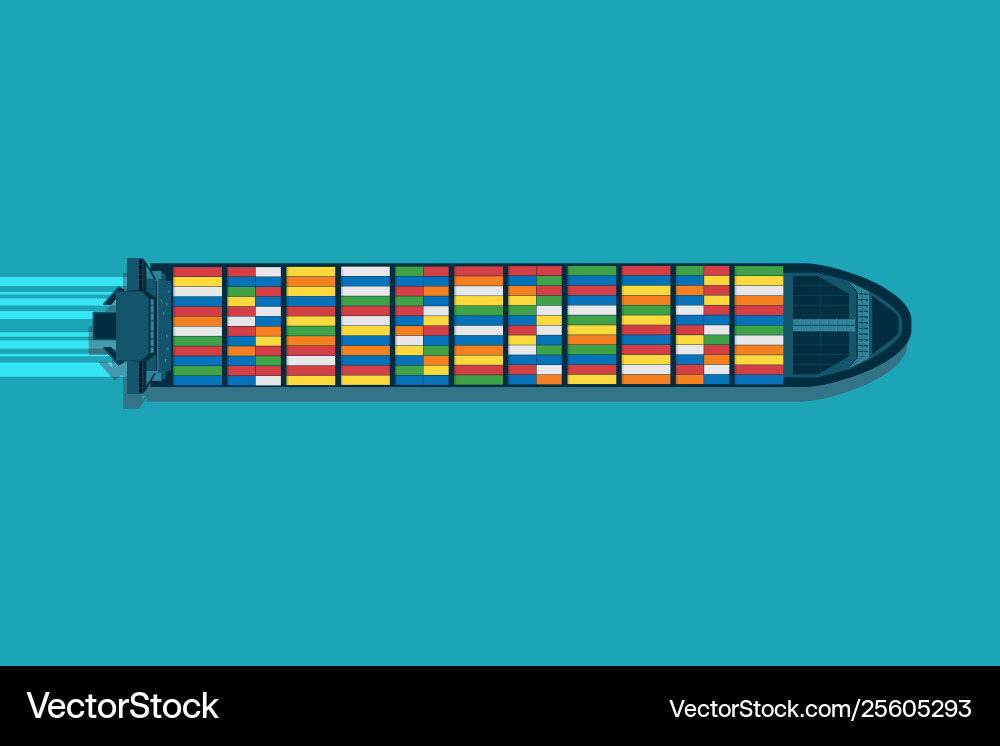 Large container ship at sea aerial top view Vector Image