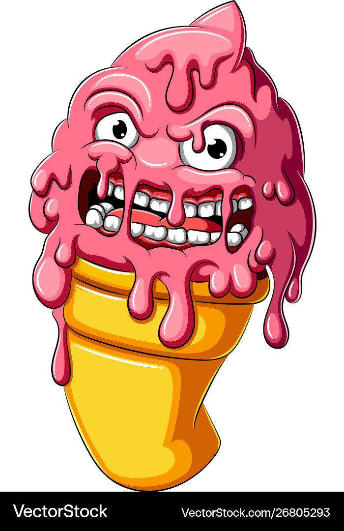 Melting zombie ice cream cartoon Royalty Free Vector Image