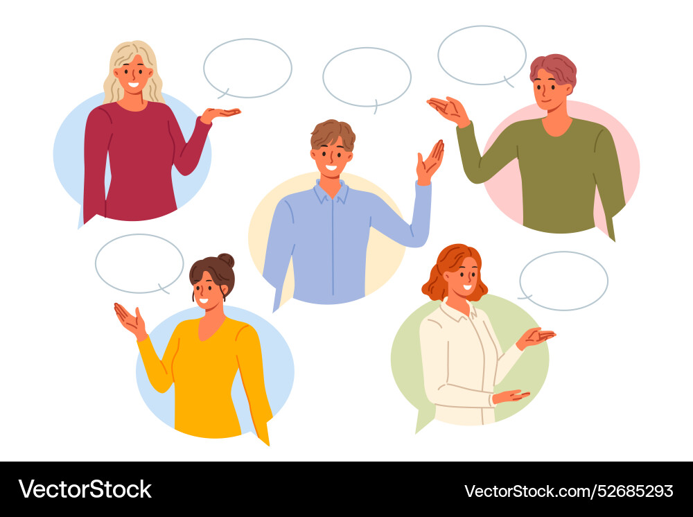 People are happy to communicate and share Vector Image