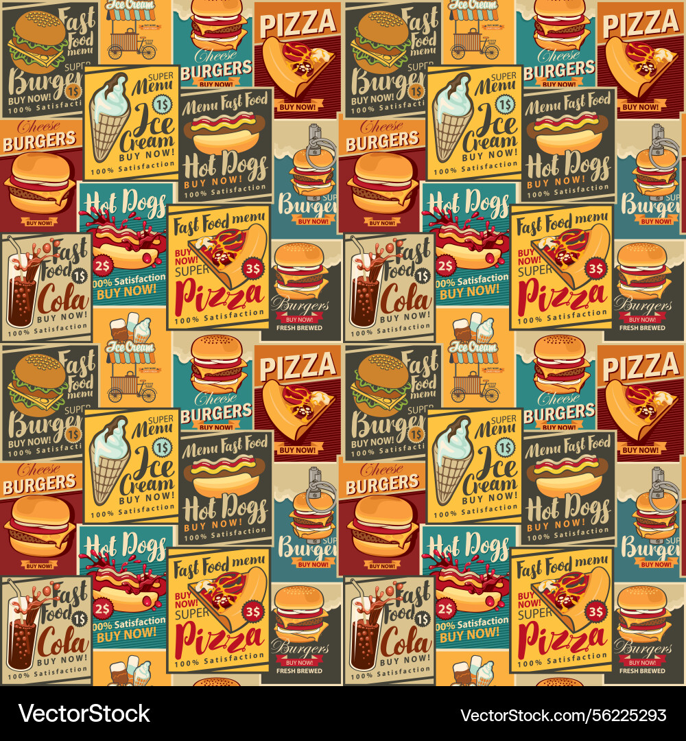 Retro Fast Food Pattern Royalty Free Vector Image