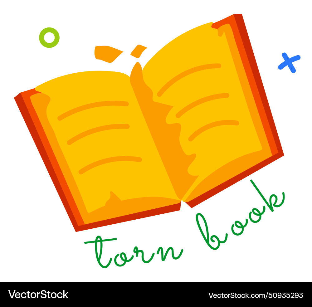 Torn book Royalty Free Vector Image - VectorStock
