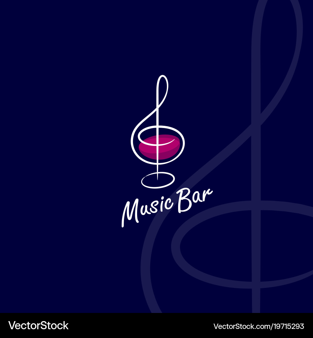 Treble Clef Wine Glass Logo Royalty Free Vector Image