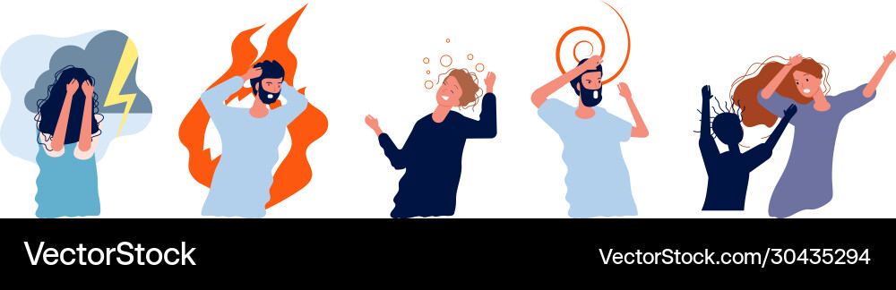 Anxious Individuals - Mental Health Royalty Free Vector