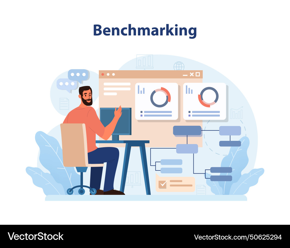 Benchmarking analysis an expert analyzes Vector Image