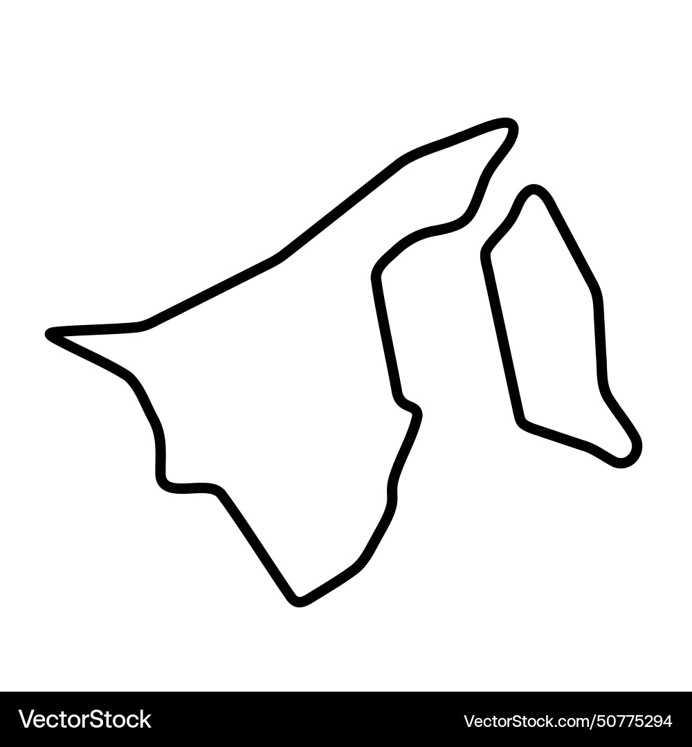 Brunei simplified outline map Royalty Free Vector Image