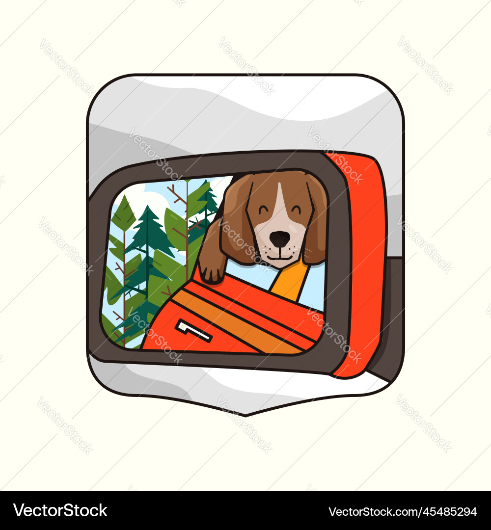 Camping adventure badge design with dog inside Vector Image