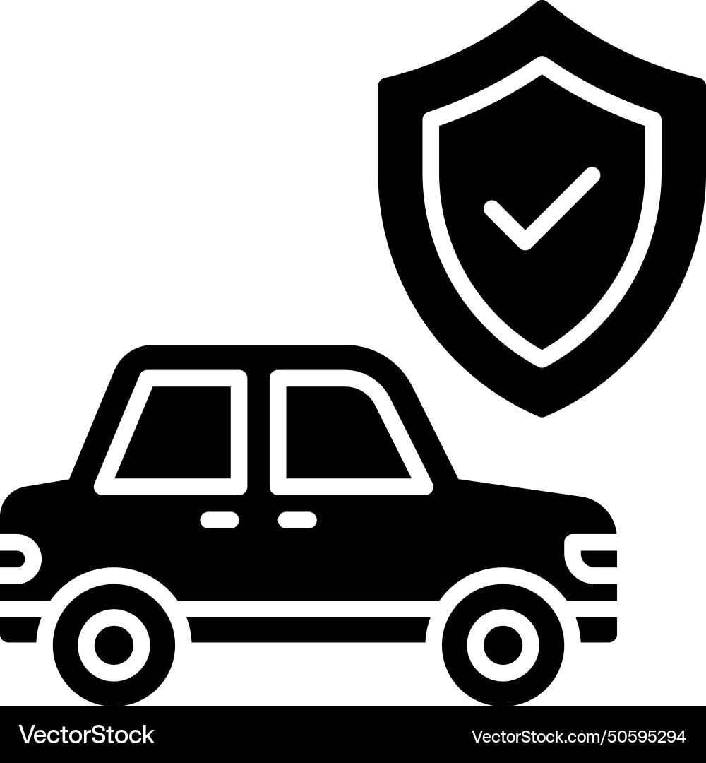 Car with shield symbol icon accident Royalty Free Vector