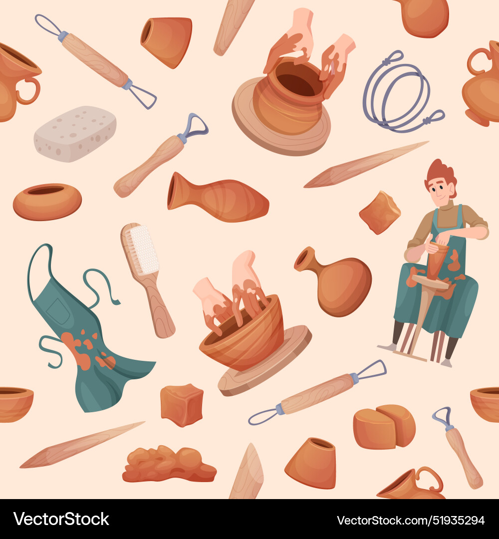 Clay workshop seamless backgrounds Royalty Free Vector Image