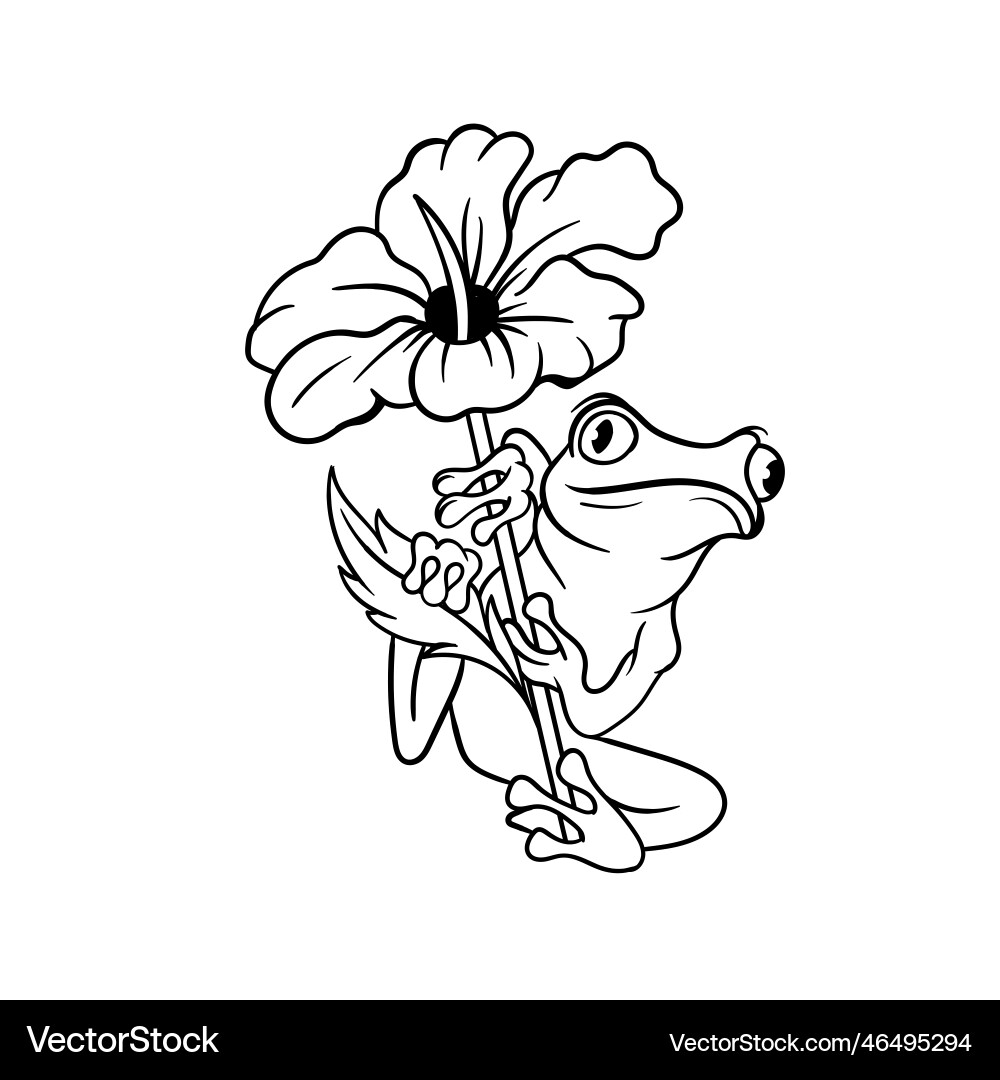 Cute Tiny Frog Outline Royalty Free Vector Image