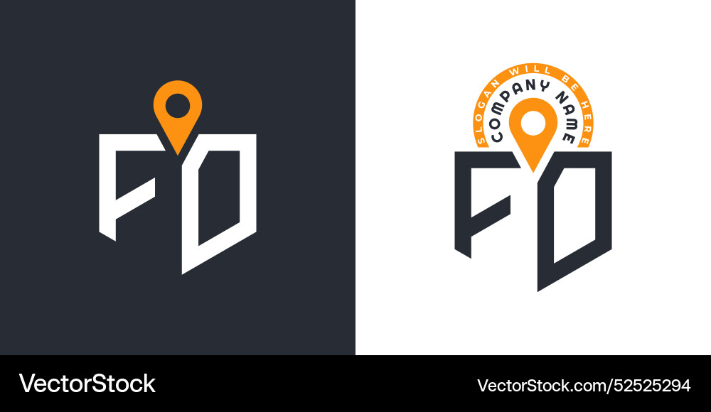 Fd location logo bundle letter dual icons Vector Image
