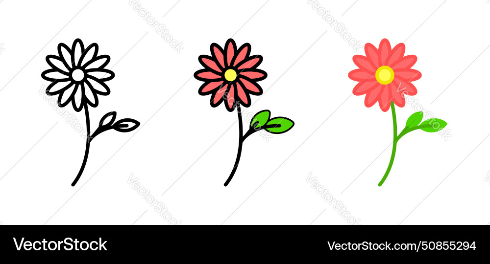 Flower icon set bloom petal spring symbol Vector Image
