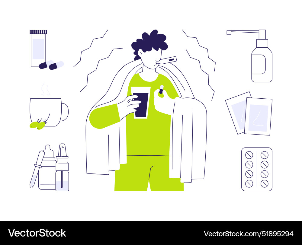 Flu and cold treatment abstract concept Royalty Free Vector