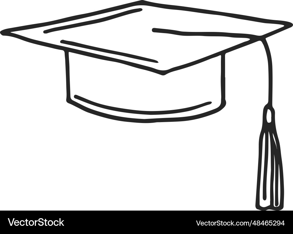 Graduation cap doodle high education hat icon Vector Image