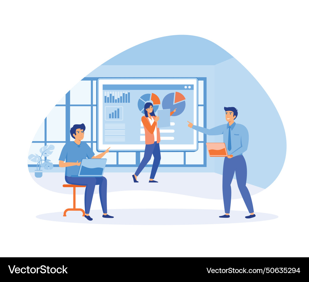 Office workers are studying the analysis Vector Image