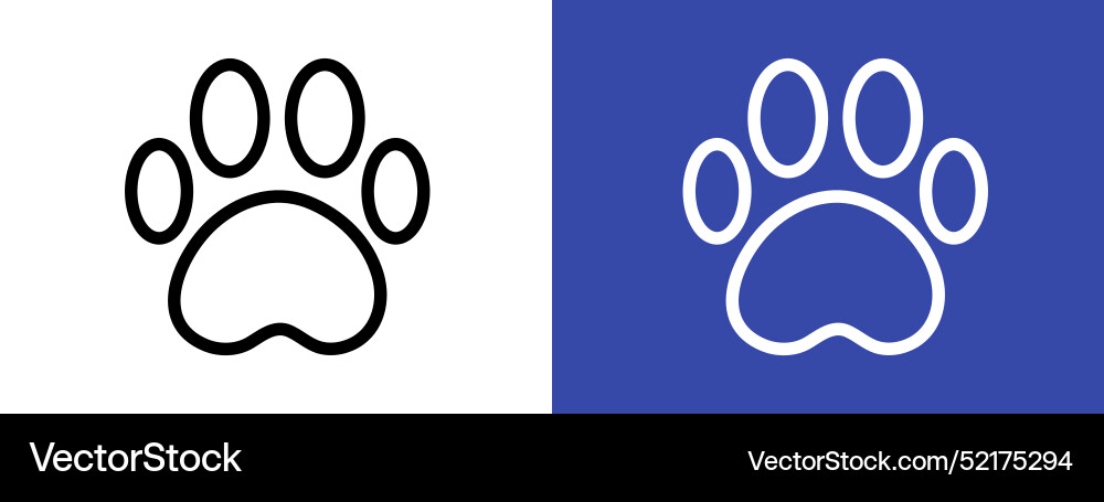 Paw logo sign set outline Royalty Free Vector Image