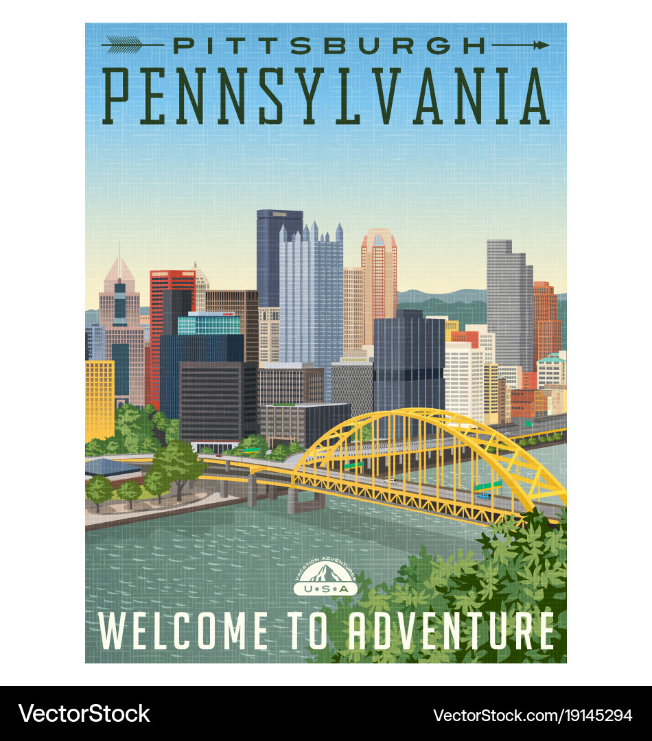 Pittsburgh pa poster Royalty Free Vector Image